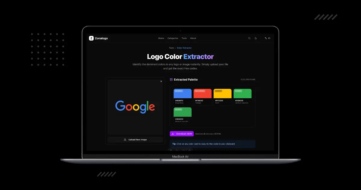 Logo Color Extractor (Free) - Extract Hex Codes from Images - Zonalogo